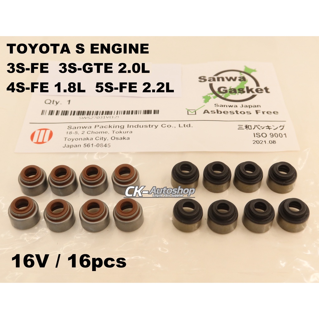 SANWA Japan Viton Valve Seal - Toyota 3SFE 3SGTE 2.0L 4SFE 1.8L 5SFE 2.2L RAV4 Camry Celica MR2 ...