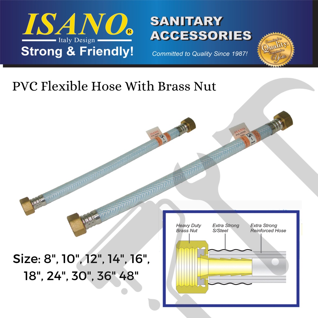 [Ready Stock] 8"~48" High Pressure Flexible Hose w/ Brass/S/Steel Nut ...