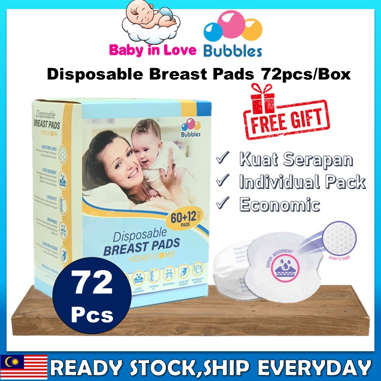 [Pad Susu Ibu] Bubbles Disposable Breast Pad Honeycomb (60 + 12pcs ...