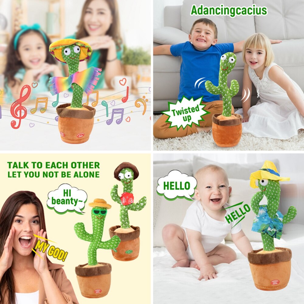 USB Charging Version RECHARGEABLE! Dancing Cactus Talking Cactus with ...