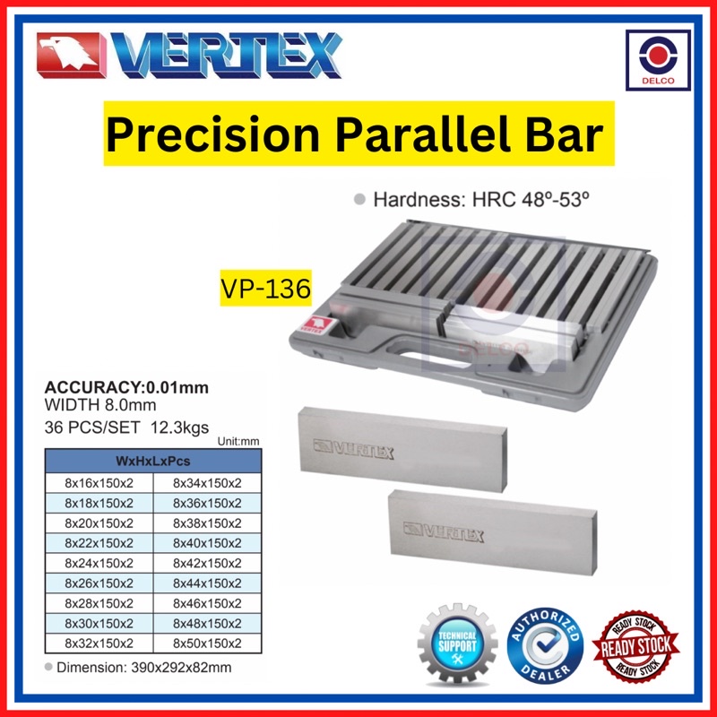 VERTEX TAIWAN Precision Parallels VP-136 (36pcs) parallel bar 8mm width ...