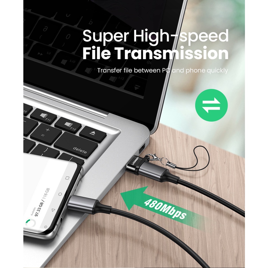 UGREEN USB A 2.0 Male to USB 3.1 Type C Female Connector Adapter ...