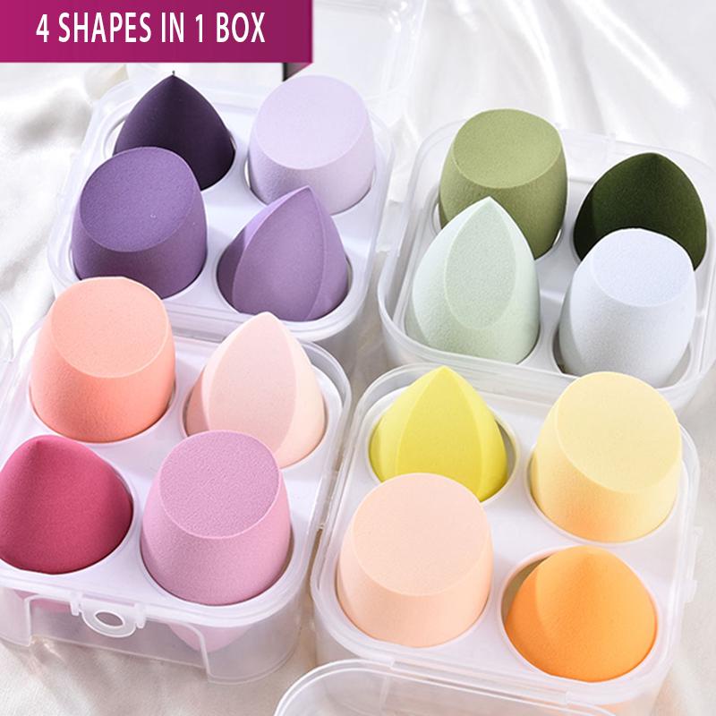 4 In 1 Non Latex Beauty Egg Set Wet and Dry Smear-Proof Makeup Sponge ...
