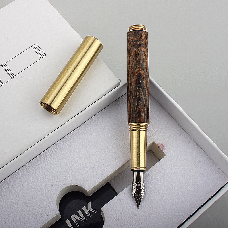 Brass Solid Wood Vintage Short Fountain Pen Ultra-Fine Office Student ...