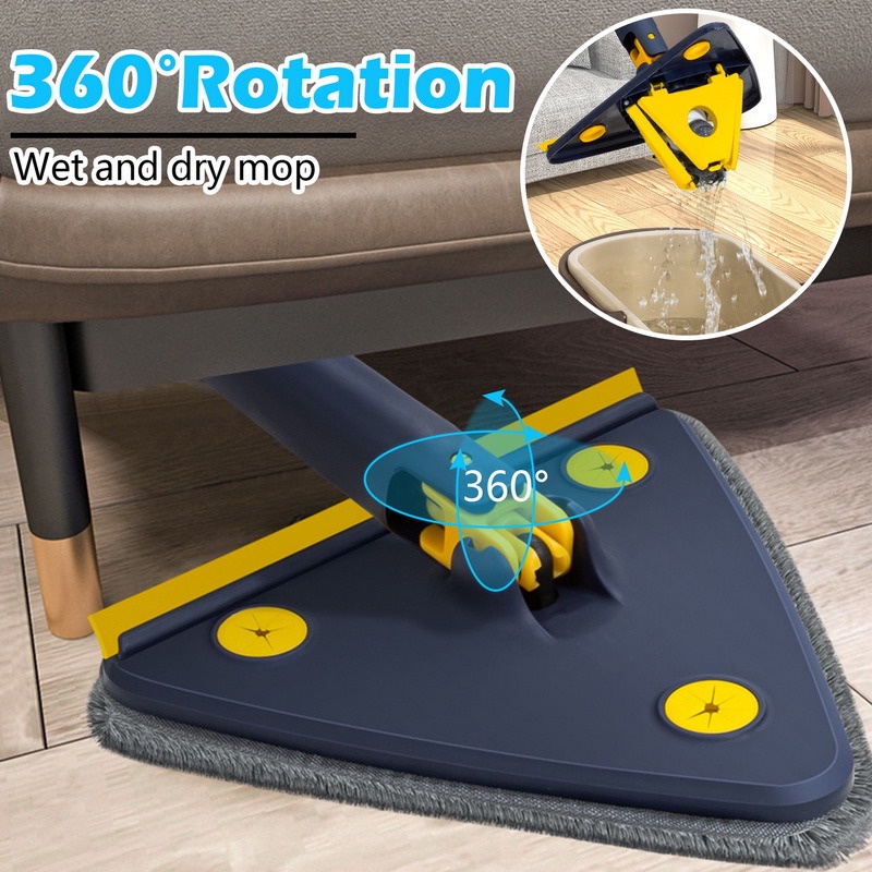 New Upgrade Rotatable Triangular Squeeze Mops Spin Floor Free Wash Mop Adjustable Window Wiper ...