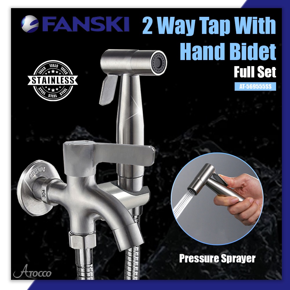 AT-569555SS Full Set Stainless Steel Two Way Tap Bathroom Two Way ...
