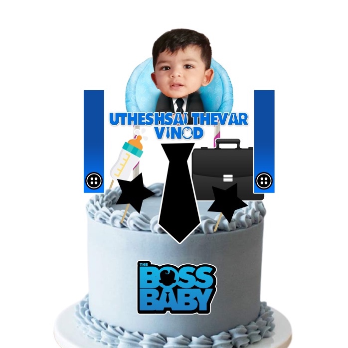 [CUSTOM NAME] Happy Birthday Cake Topper The Boss Baby Decoration Set ...
