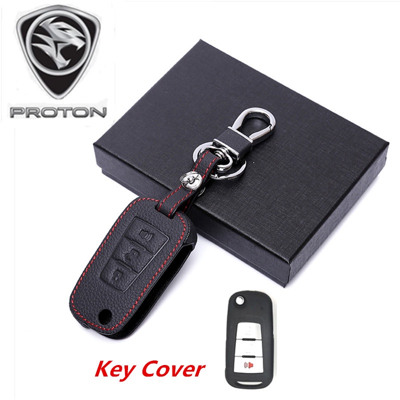 For Proton Iriz Exora Preve Flip Key 3 button Leather Key Cover case ...