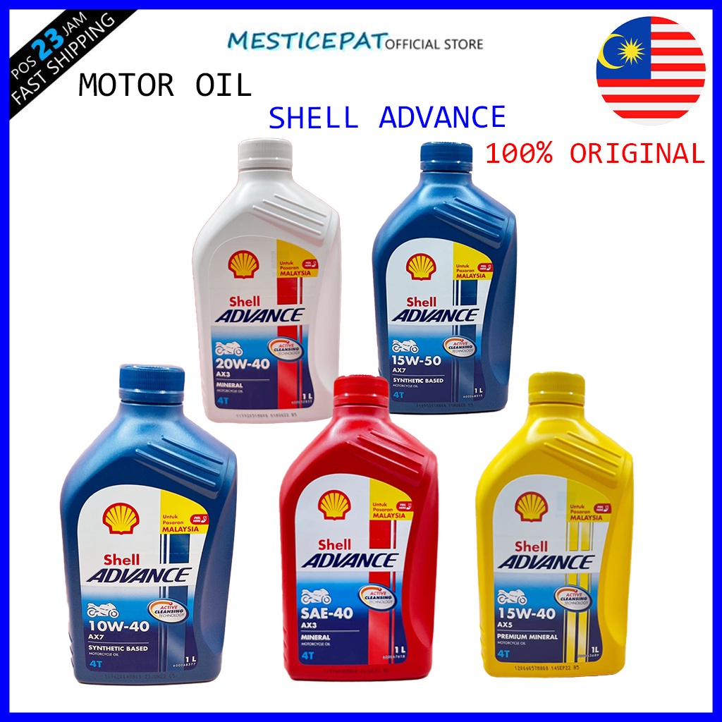 SHELL ADVANCE AX3 AX5 AX7 10W40 15W40 SAE40 4T 100% ORI MALAYSIA | Shopee Malaysia