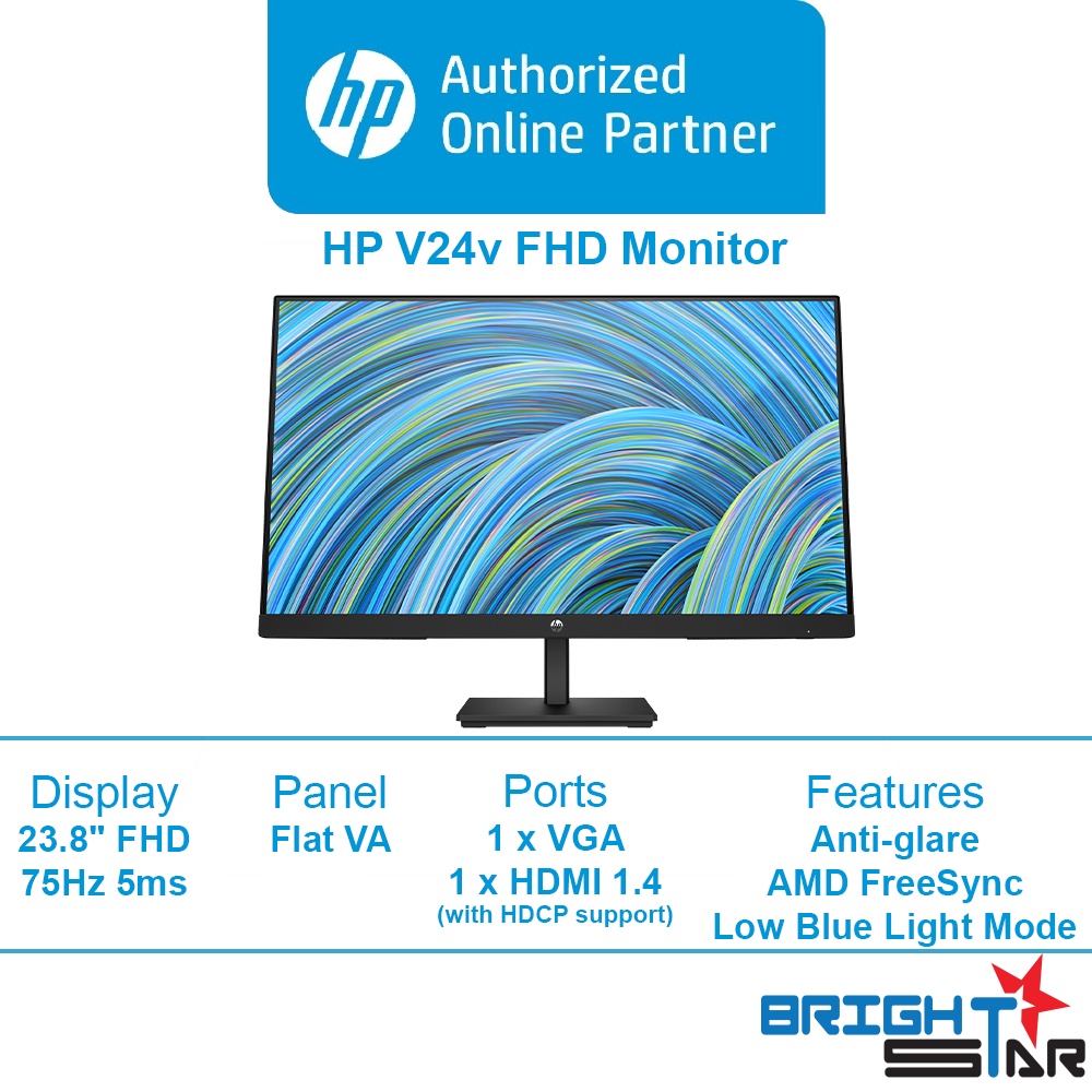 HP Monitor V24v ( 23.8 Inch FHD VA | 75Hz | 5MS ) | Shopee Malaysia