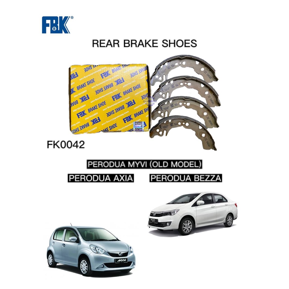 Perodua Myvi (Old Model) - Axia - Bezza Rear Brake Shoe - FBK - FK0042 ...