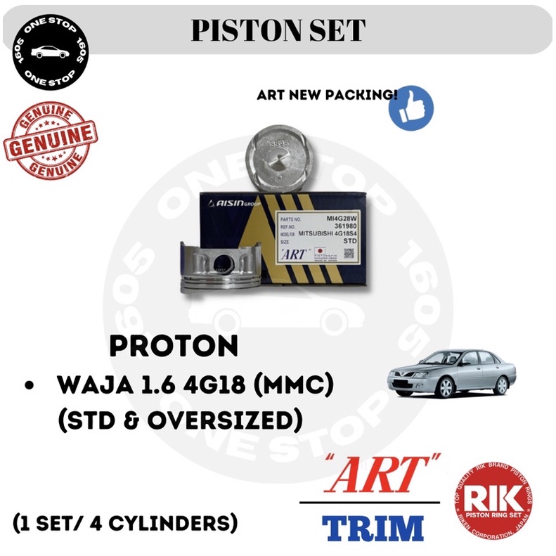 PROTON WAJA 1.6 4G18 MMC PISTON SET JAPAN ART/ TRIM (4 CYLINDER ...