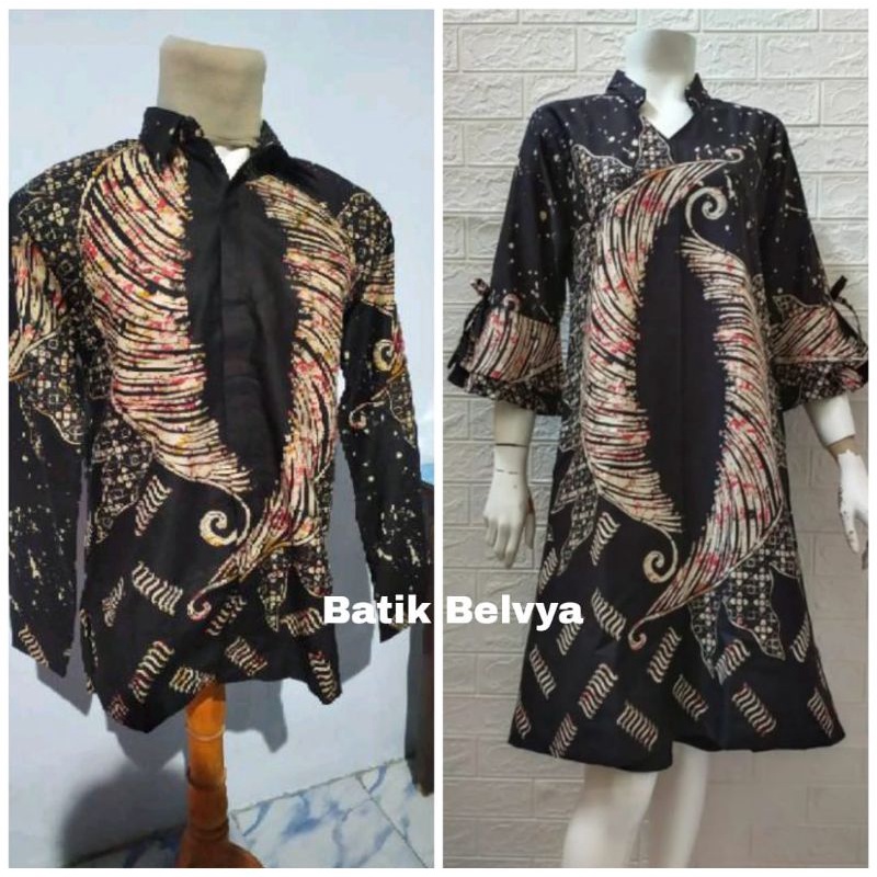 HITAM KEMEJA Set Of Couple batik motif Black matahari/batik sragen/batik solo/batik dress/batik ...