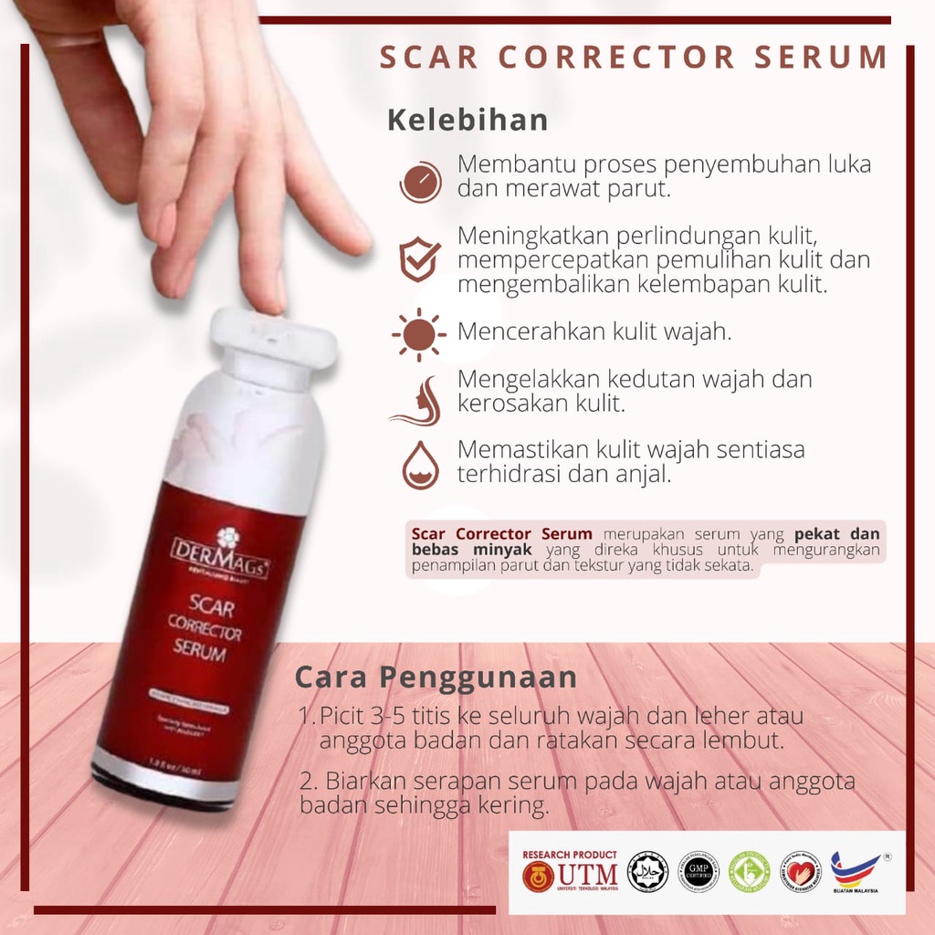 DERMAGS UTM - SCAR CORRECTOR SERUM (30 ml) Kulit Parut, Jerawat ...