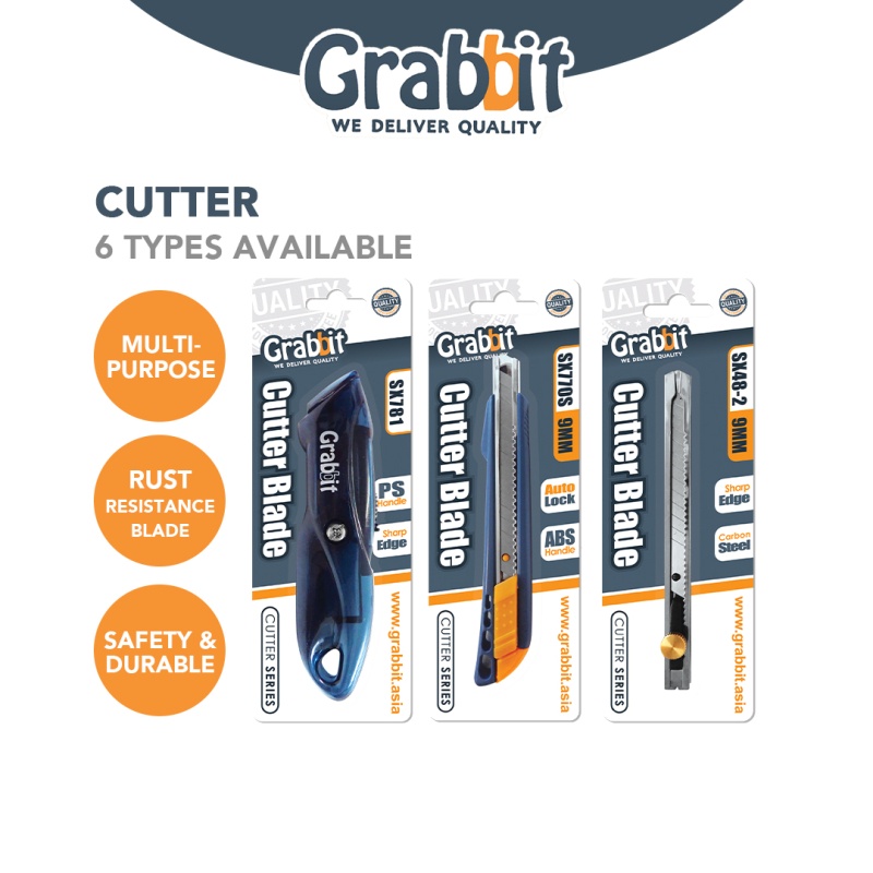 GRABBIT Blade Cutter Knife Office School Use | Pisau Kertas GRAB ...