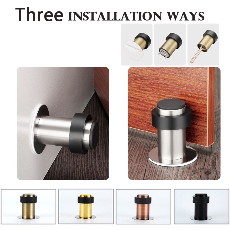 46mm-100mm Rubber Door Stopper Stainless Steel Door Protective Pad Wall ...
