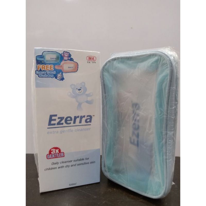 EZERRA EXTRA GENTLE CLEANSER 150ML / 500ML FREE EZERRA TRAVEL WASH BAG ...