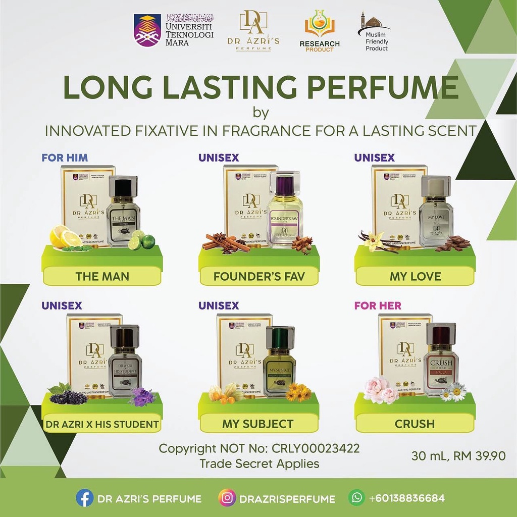 Dr. Azri’s Perfume Minyak Wangi Dr AZRI UITM PREMIUM MUSLIM FRIENDLY ...