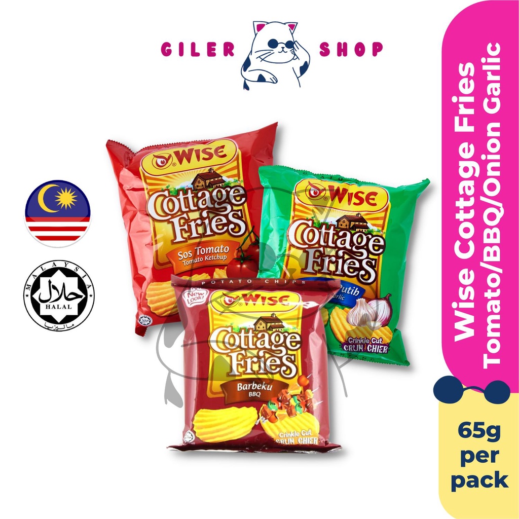 Wise Cottage Fries 65g Potato Crisps Snack Onion Garlic BBQ Tomato Flavours | Shopee Malaysia