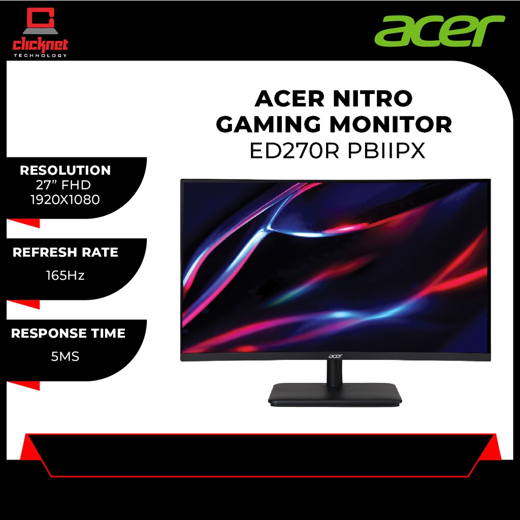 ACER NITRO ED270R PBIIPX 27'' FHD CURVED LED GAMING MONITOR, 1920 x ...