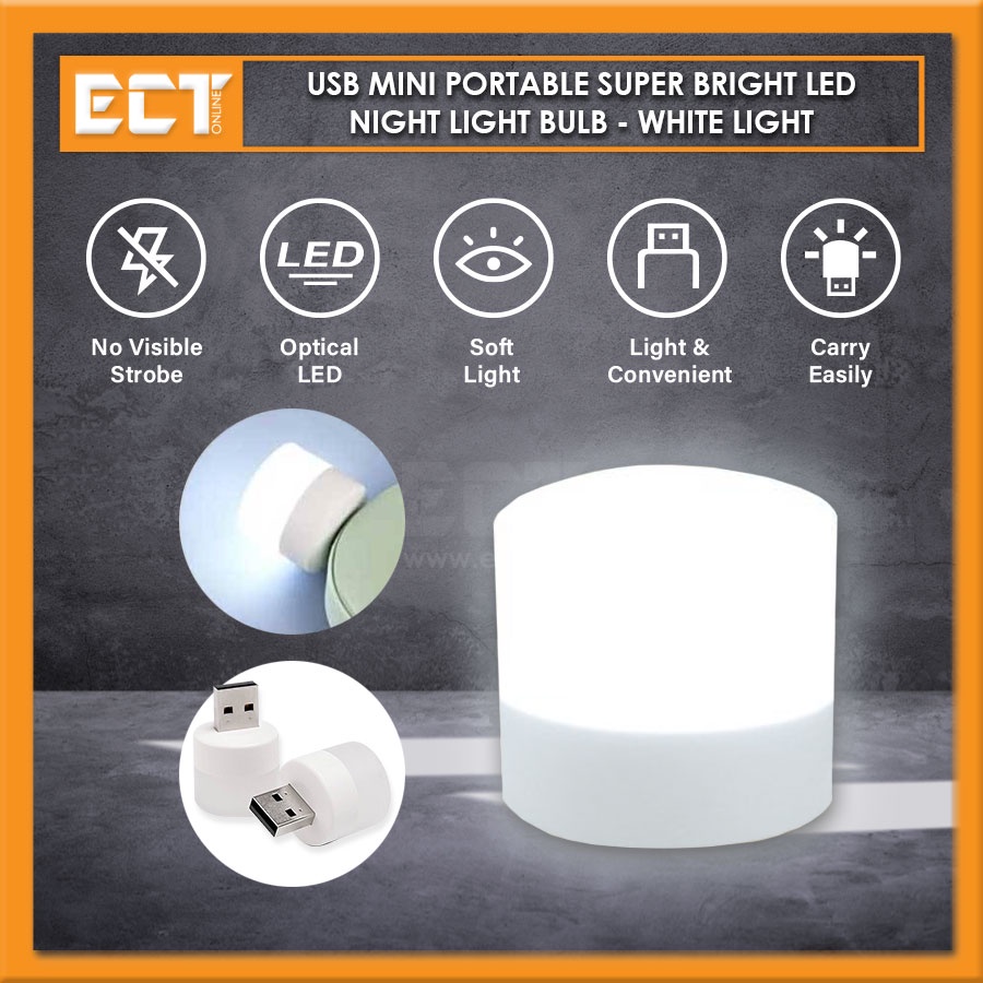 USB Mini Portable Super Bright LED Night Light Bulb (White Light | Warm ...