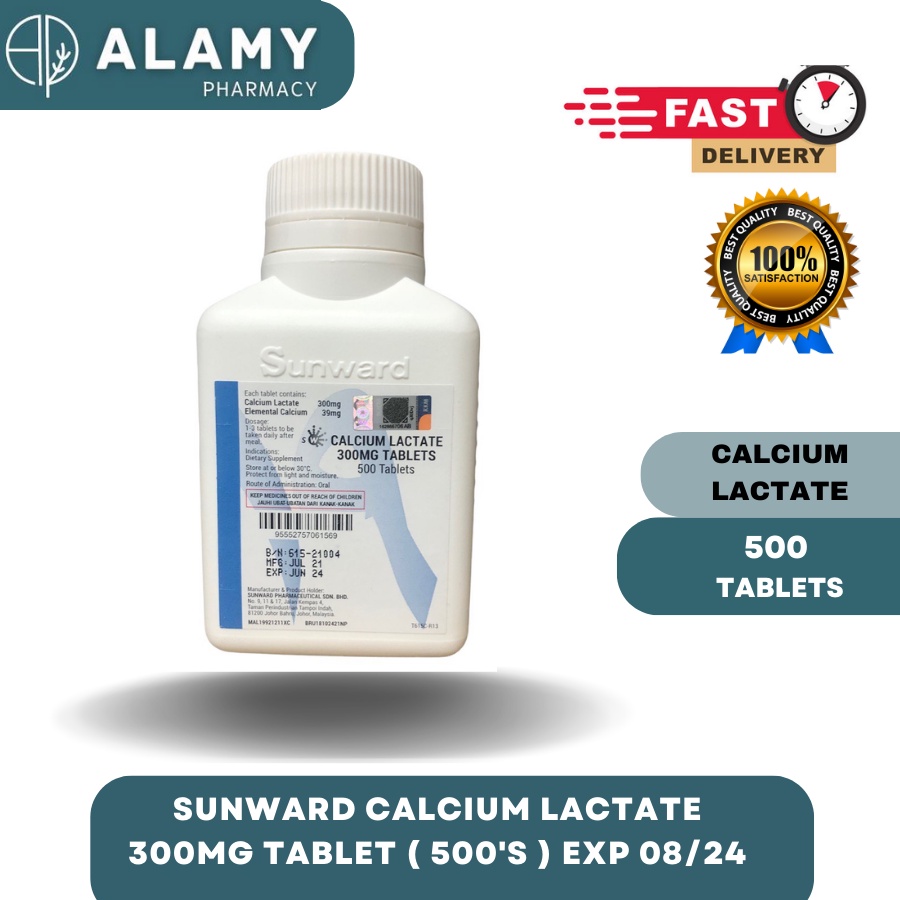 SUNWARD CALCIUM LACTATE 300MG TABLET 500'S (EXP 8/24) | Shopee Malaysia