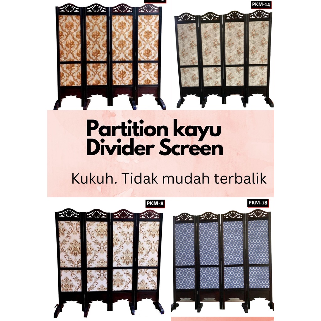 Partition handmade kayu 6*6 kaki 4 screen folding/ divider / pembahagi ...