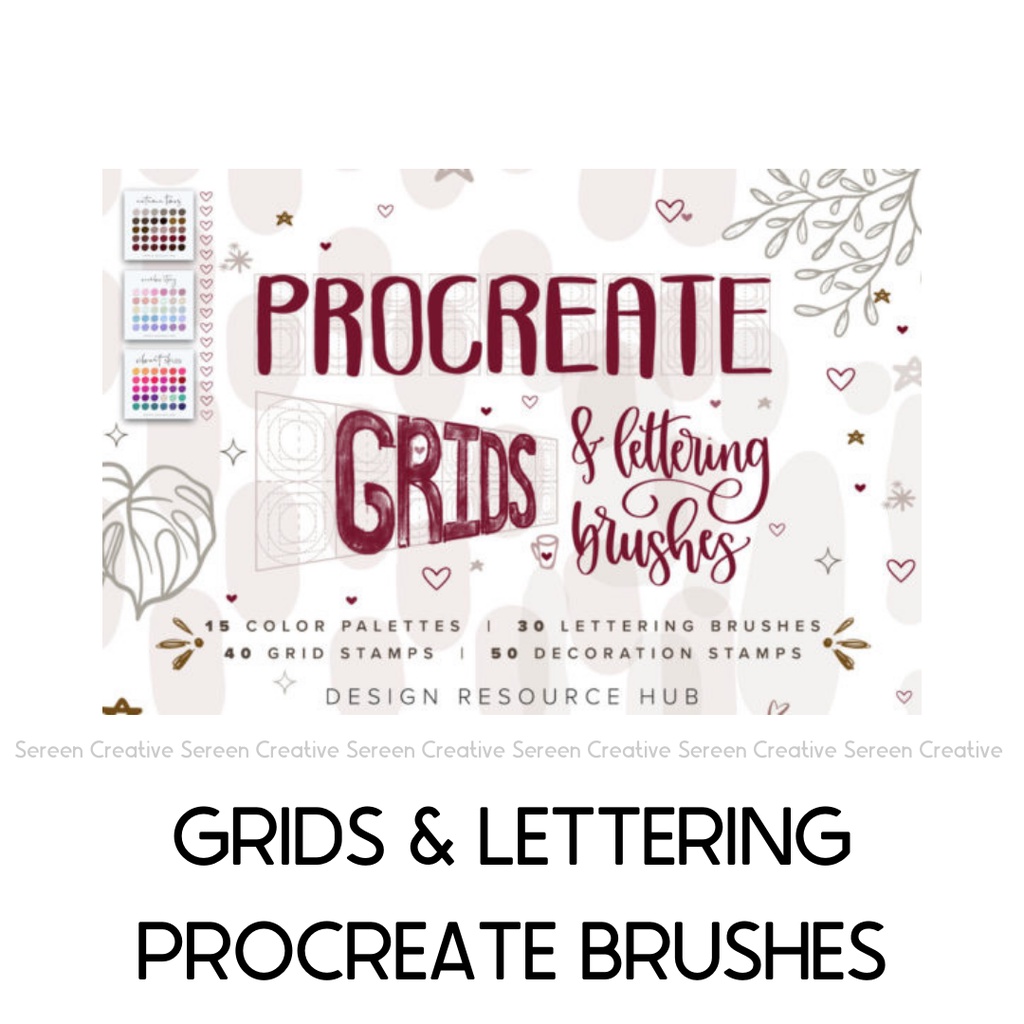 P125 Procreate Lettering, Grid, & Texture Set (Pencil brushes ...