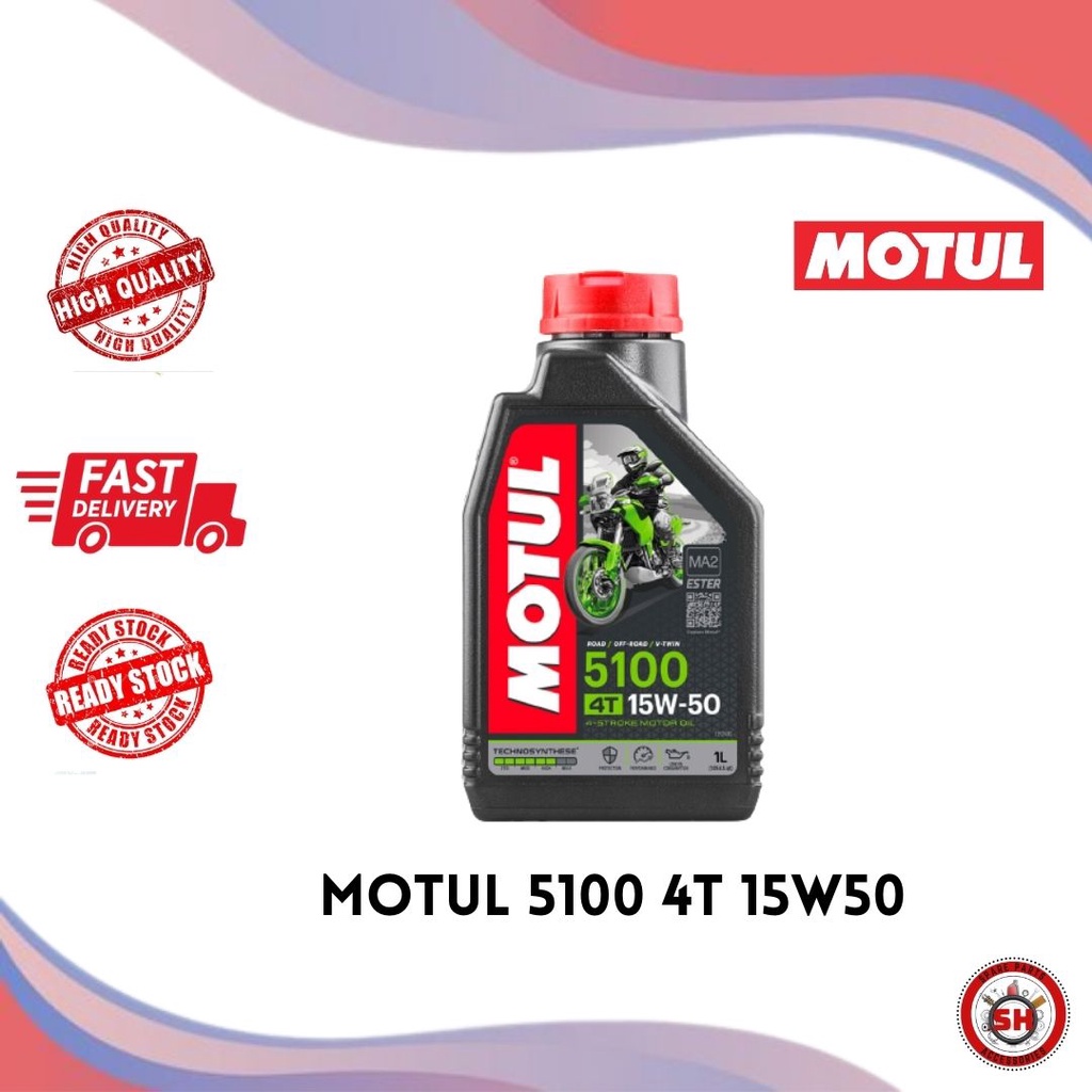 (Ready Stock) Motul 15W50 5100 4T 15W-50 Motorcycle Engine Oil (1L) 100 ...