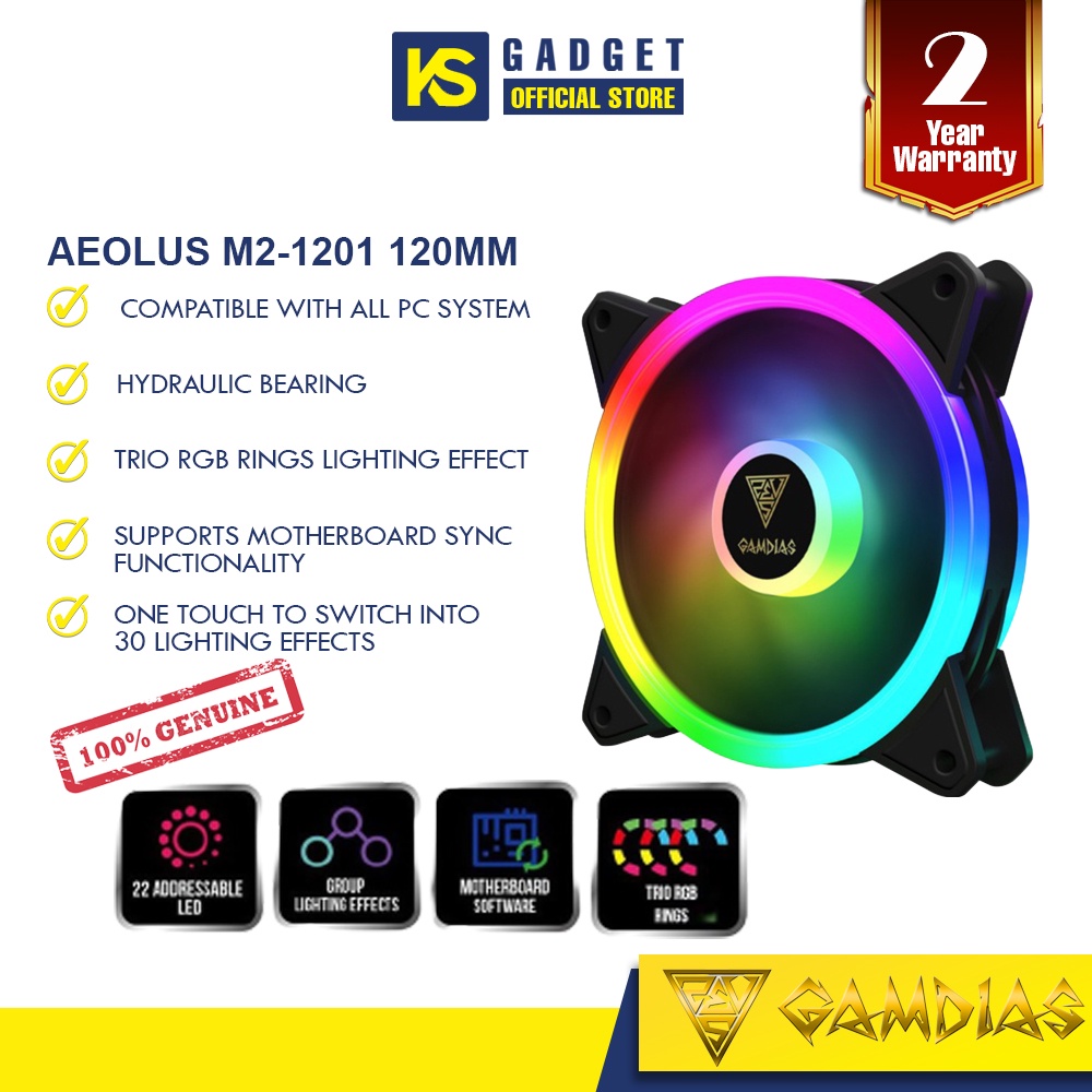 Gamdias Aeolus M2-1201 120mm Trio RGB Fan | Shopee Malaysia