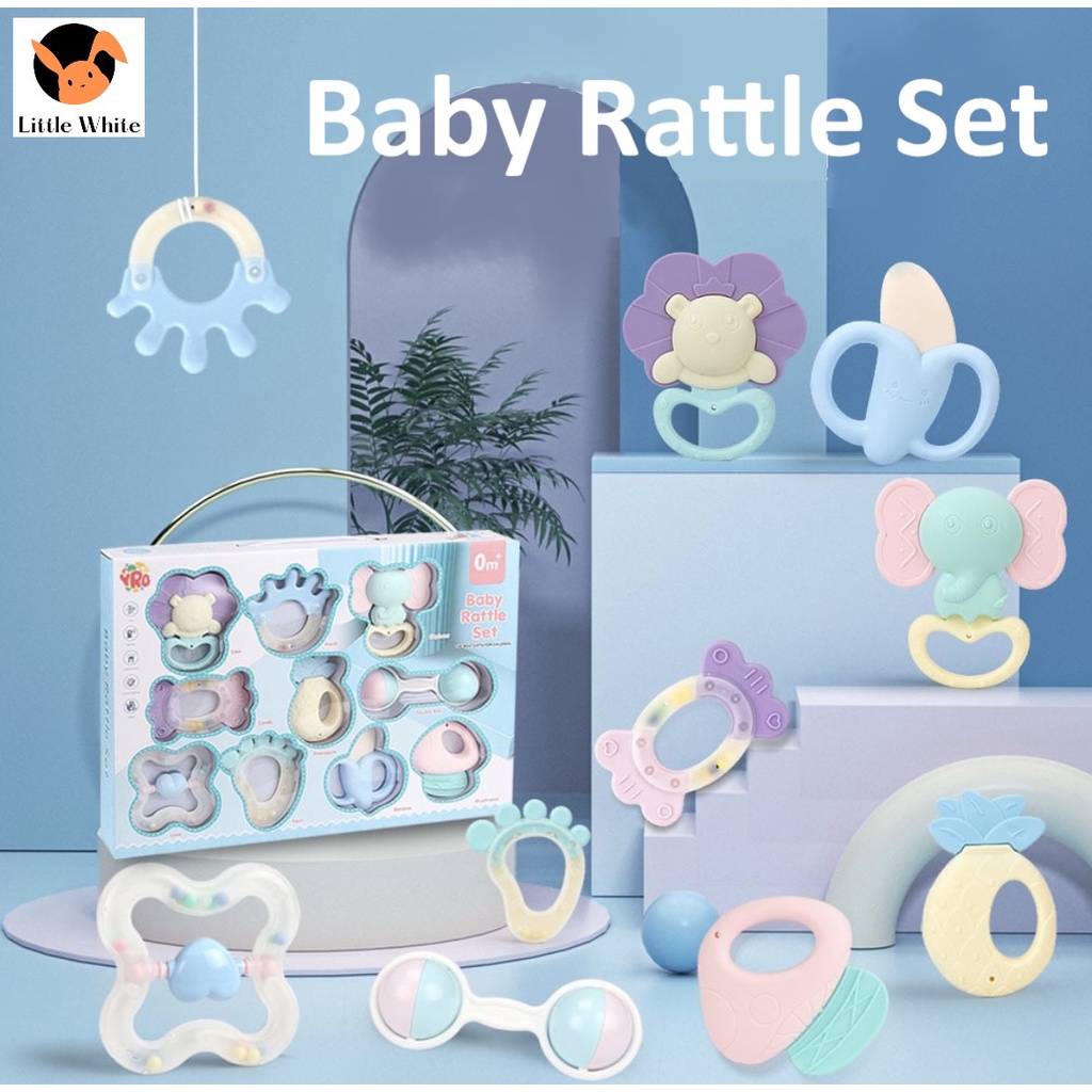 Baby Rattle Teether Set Early Learning New Born Toy Gift Mainan Bayi ...