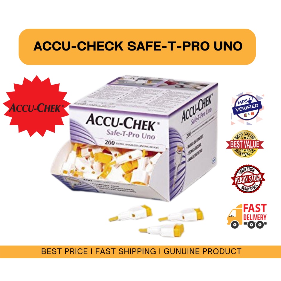ACCU-CHECK SAFE-T-PRO UNO [ SINGLE USE LANCET DEVICES ] 25 / 50 / 200 ...