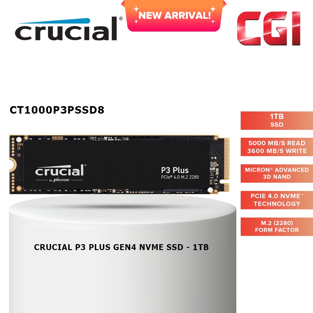 Crucial P3 Plus 1TB PCIe M.2 2280 SSD - CT1000P3PSSD8 | Shopee Malaysia