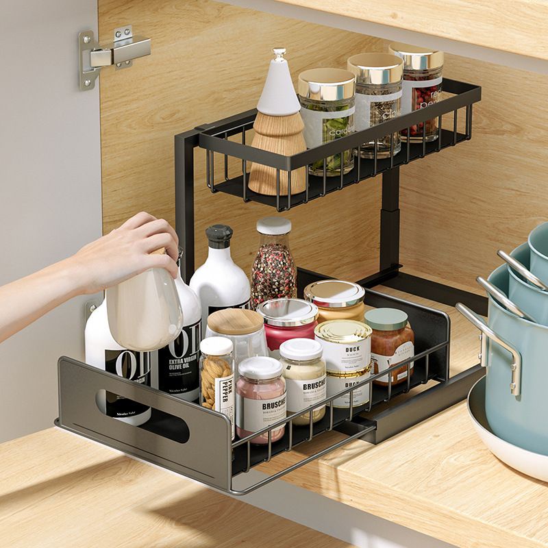 Slide Pull Out Tray 2 Tier Storage Tray Basket | Shopee Malaysia