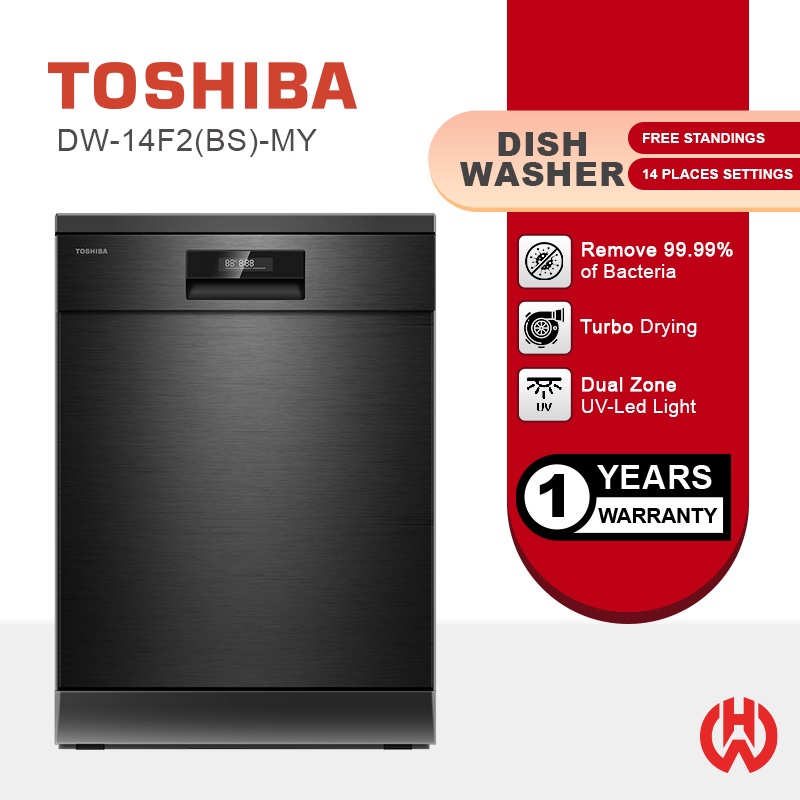 TOSHIBA DISHWASHER DW-14F2(BS)-MY FREE STANDING Black | Shopee Malaysia