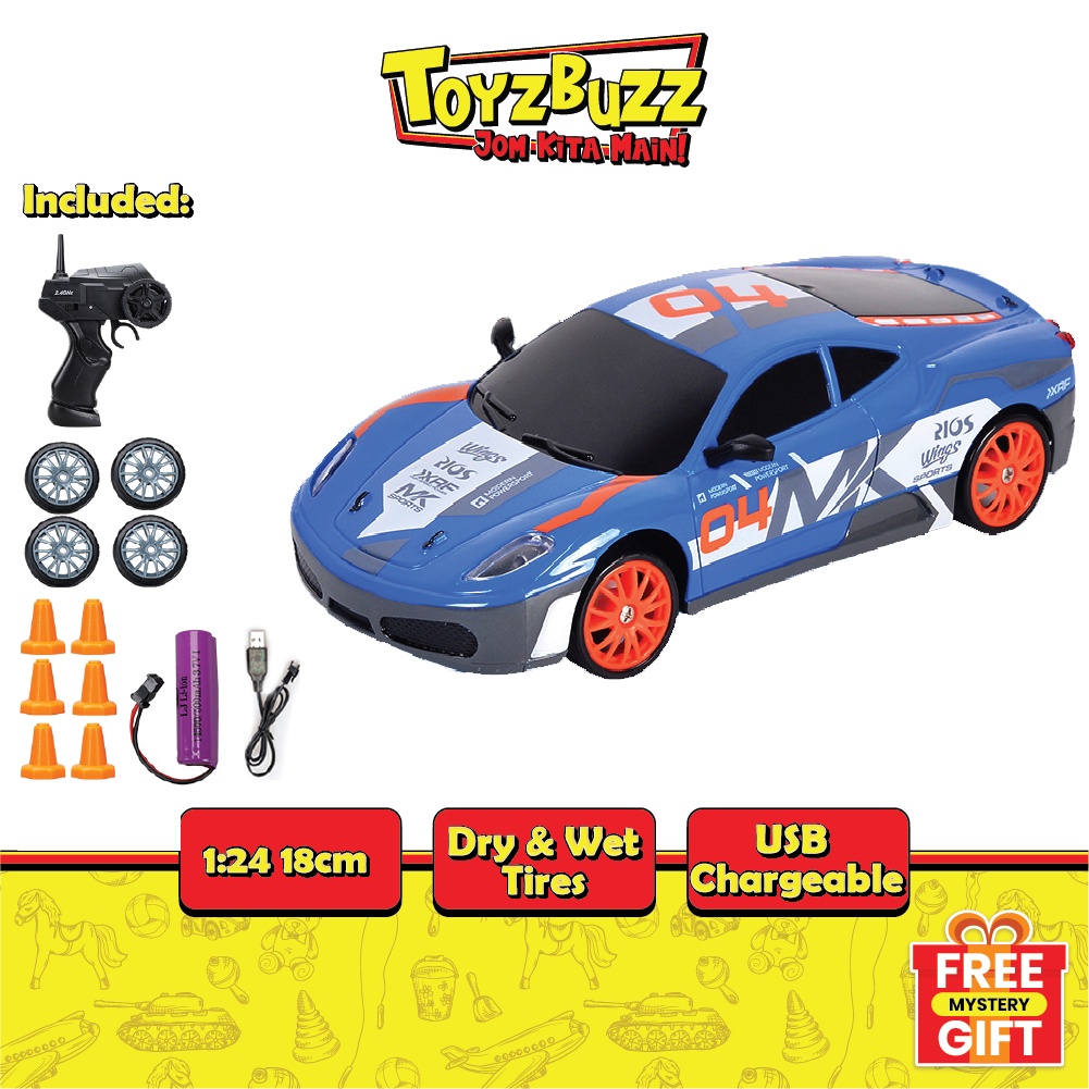 Toyz Buzz 2.4G Remote Control RC Drift Car 4WD Racing Car w Led, Changeable Tires & Obstacle ...