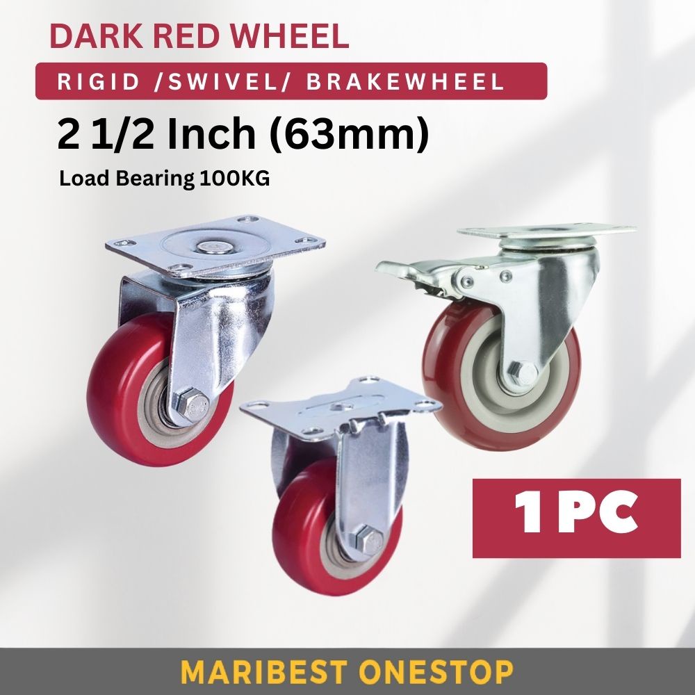 2 1/2 INCH PU Wheel Heavy Duty Swivel Rigid Brake Castor Caster wheel Roller Roda Trolley Wheel ...