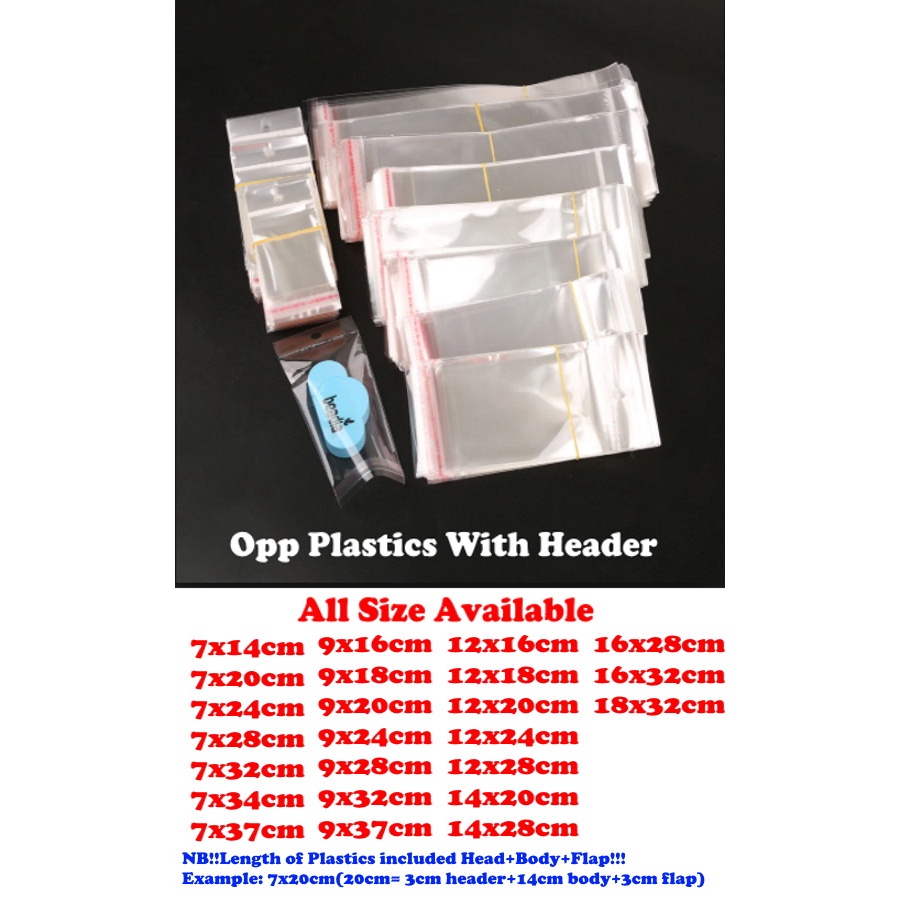 【ShopWithJoy】 100 Pcs Self Adhesive Transparent OPP Plastic Bag With ...