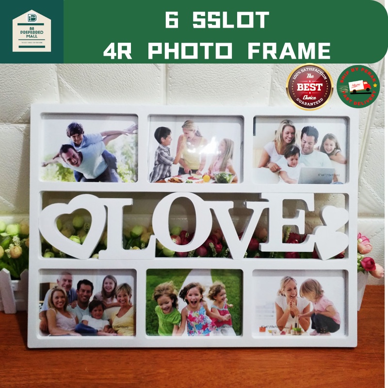 6 Slot Photo Frame Love Family Photo Frame Creative Wall Hanging Photo ...