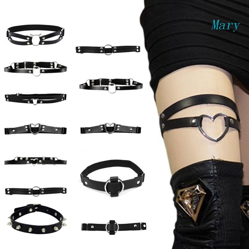 Mary Girl Punk Leg Garter Belt with Alloy Decor Black Thigh Body Chains ...