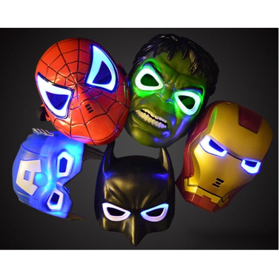 LED Glowing Super Hero Mask The Avengers Spiderman Iron Man Ultraman ...