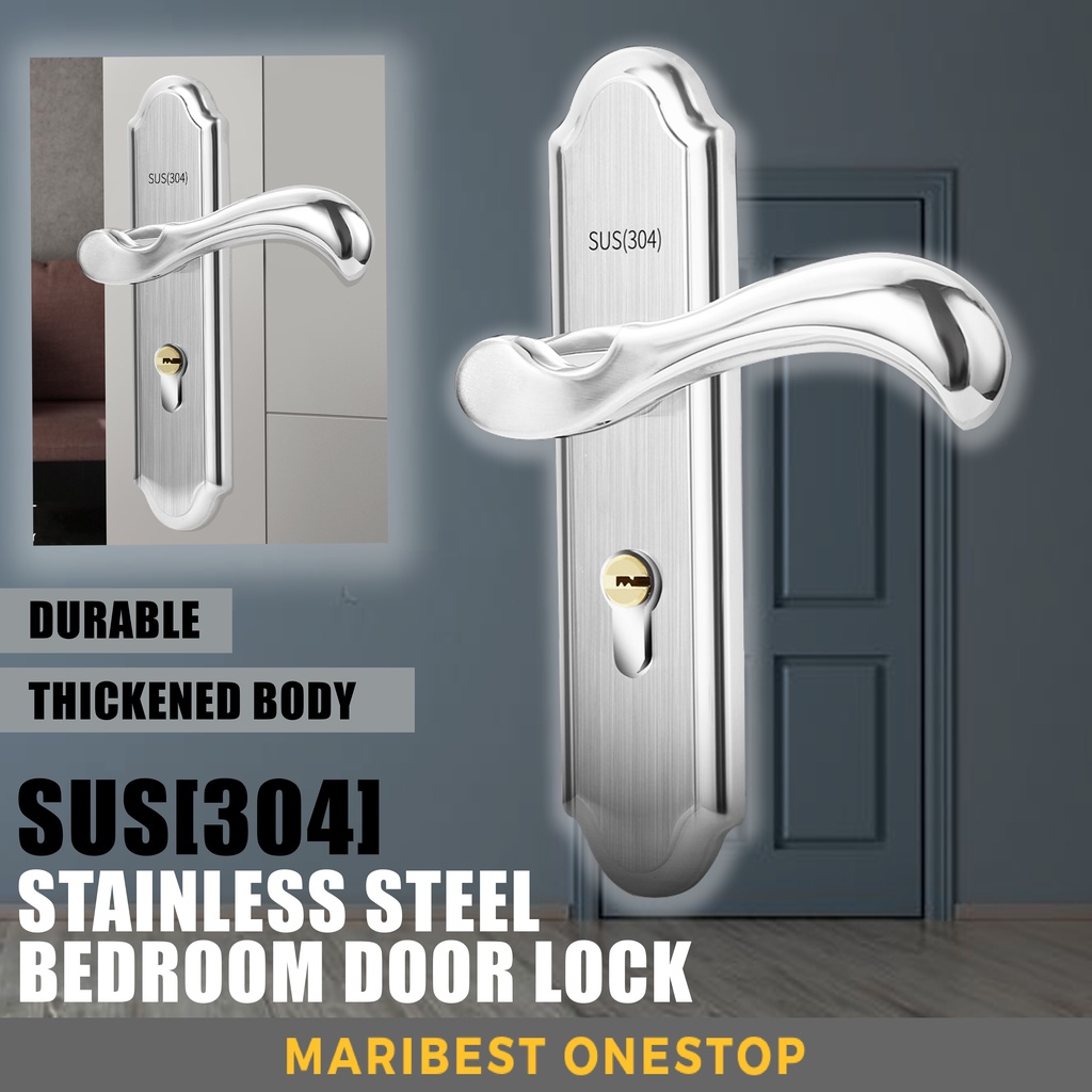 304 Stainless Steel Door Lock Handle Bedroom Door Lock Set Handle Door ...