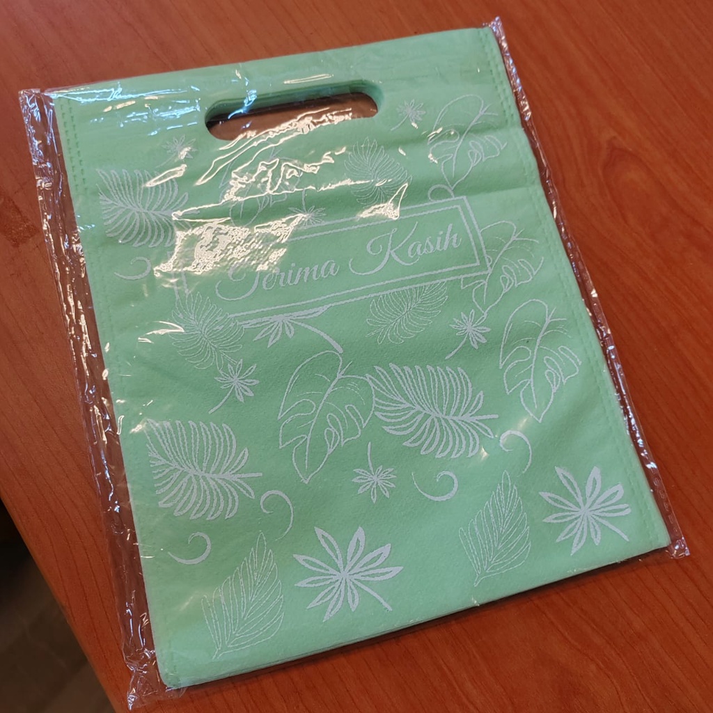 100pcs Beg Kain Beg Goodies Non-Woven Bag Corak Daun Monstera Beg ...