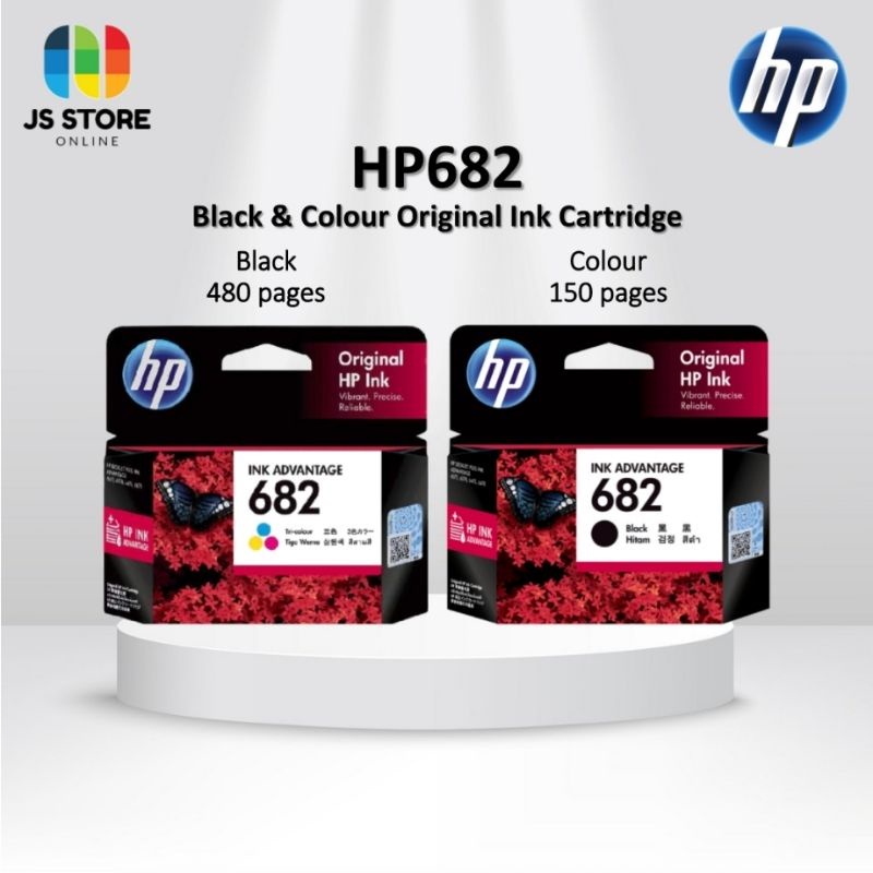 [Ready Stock] HP 682 Ink Cartridges Black / Tri Color Original Ink ...