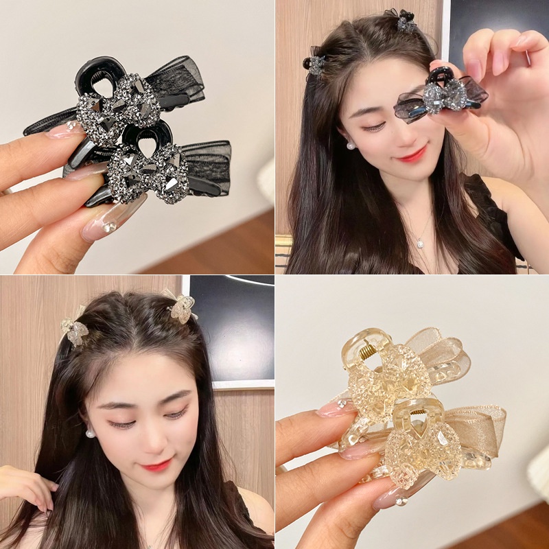 Double Sided Bow Hairpin Small Clip Female Side Hairpin Forehead Small ...
