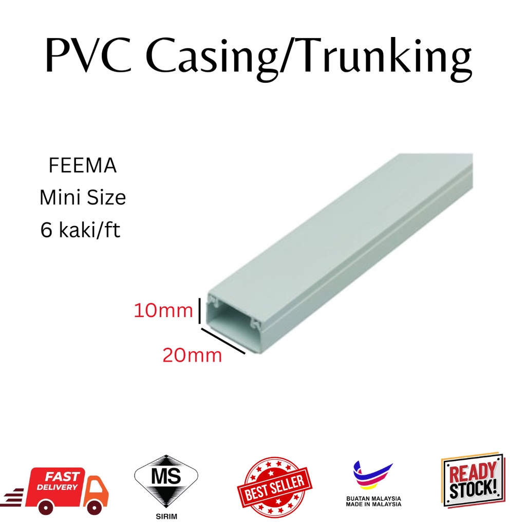 PVC Wiring Casing Electrical/PVC Trunking/Penutup Wayar/6 kaki/ft ...