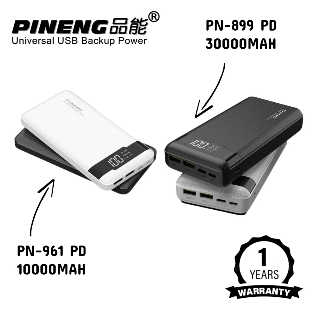 Pineng PN-961 PD 10000mAh / PN-861 PD 20000mAh Power Bank | Shopee Malaysia