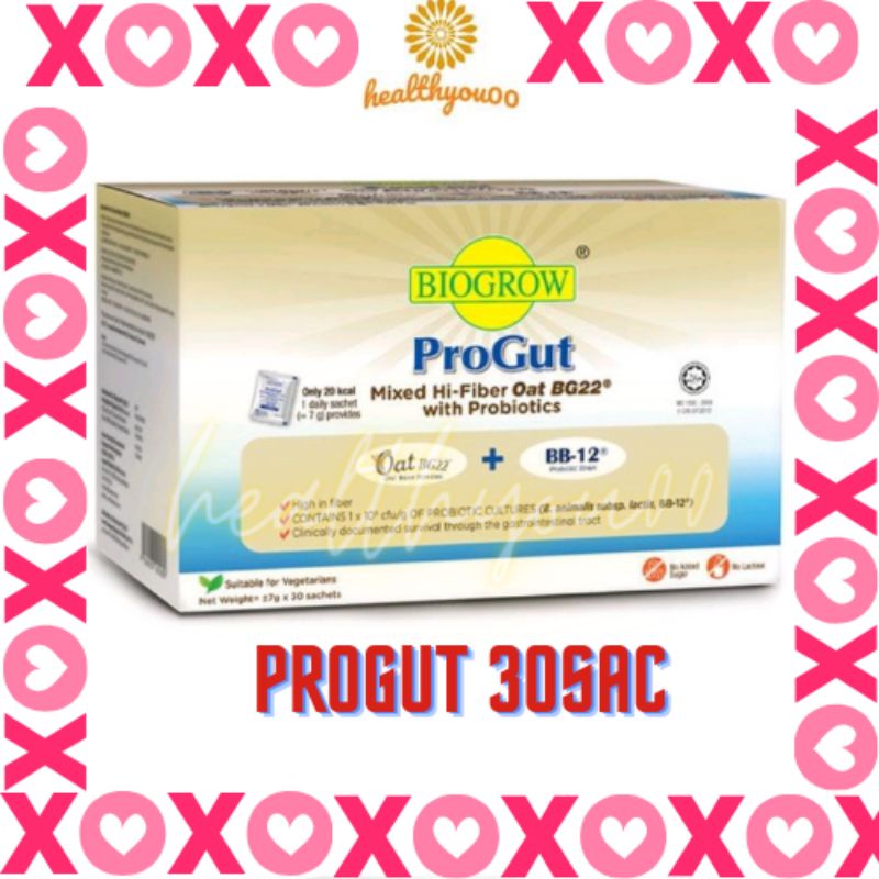 Biogrow ProGut (30 sachets x 7g) Oat BG22 Hi-Febre with Probiotics ...