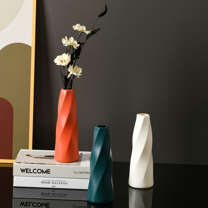 Nordic Luxury European Decorative Plastic Flower Vase | Ceramic Look ...