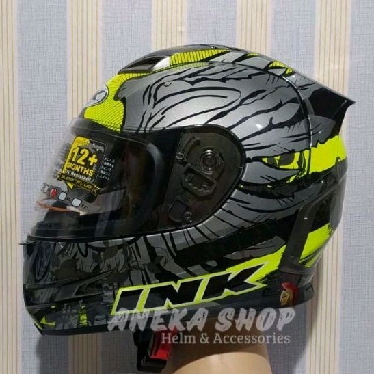 INK STEALTH WINGS HELMET | BLACK/YELLOW FLUO | DOUBLE VISOR | SNI ...